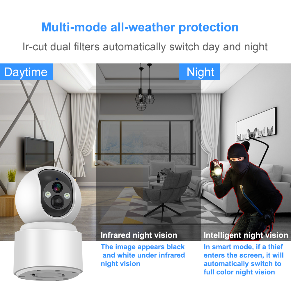 V380 VQ001 3MP Wi-Fi Security Camera with Built-in Battery Powered ...