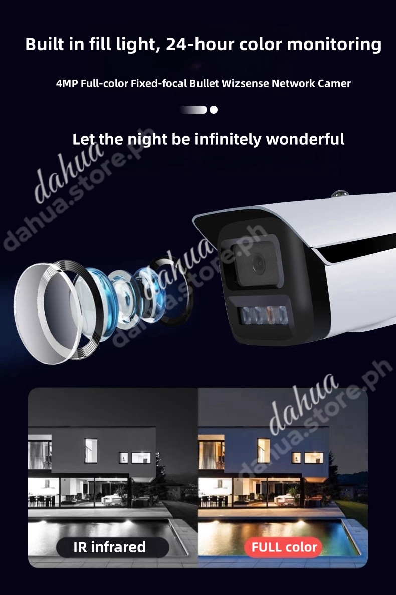 Dahua 2MP 4MP Full-color Fixed-focal Bullet Wizsense Network Camera ...