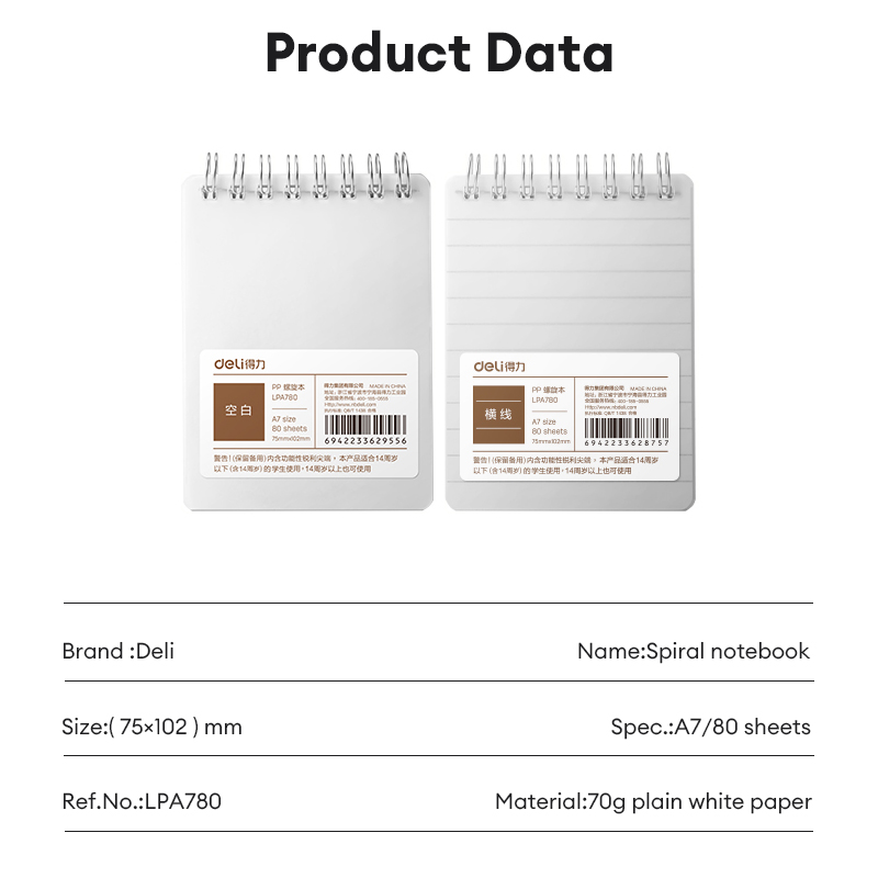 Deli Notepad Portable Mini Book Notebook School Supplies LPA780PP ...