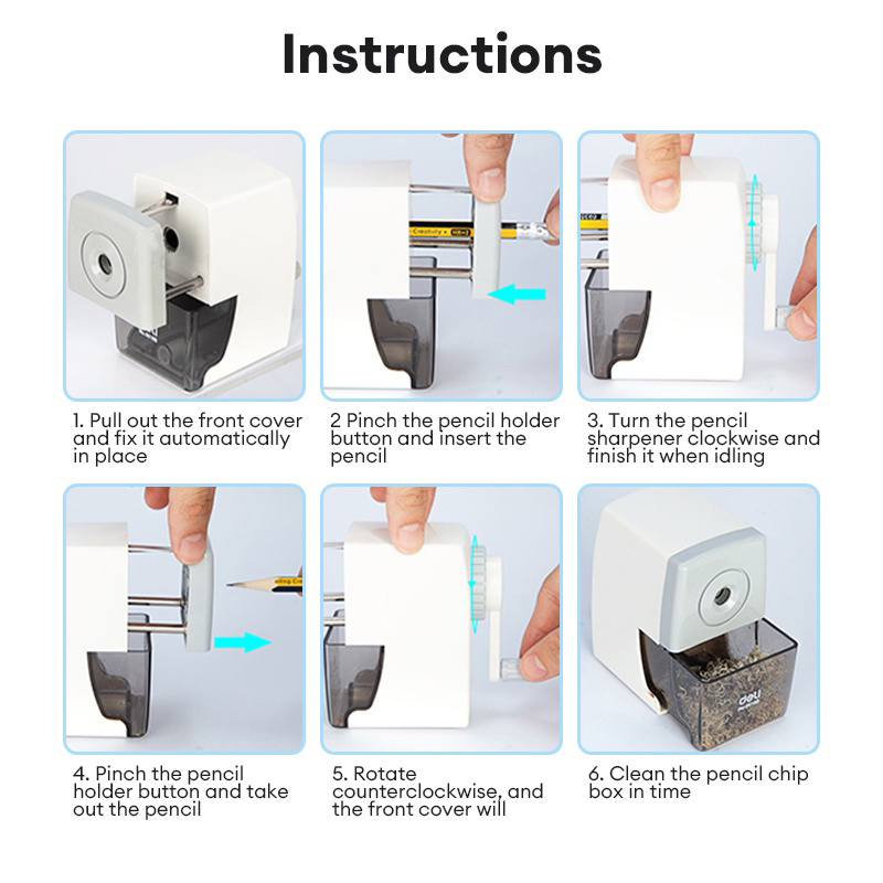 Deli Pencil Sharpener Hand Crank Manual Sharpen Machine Student School ...