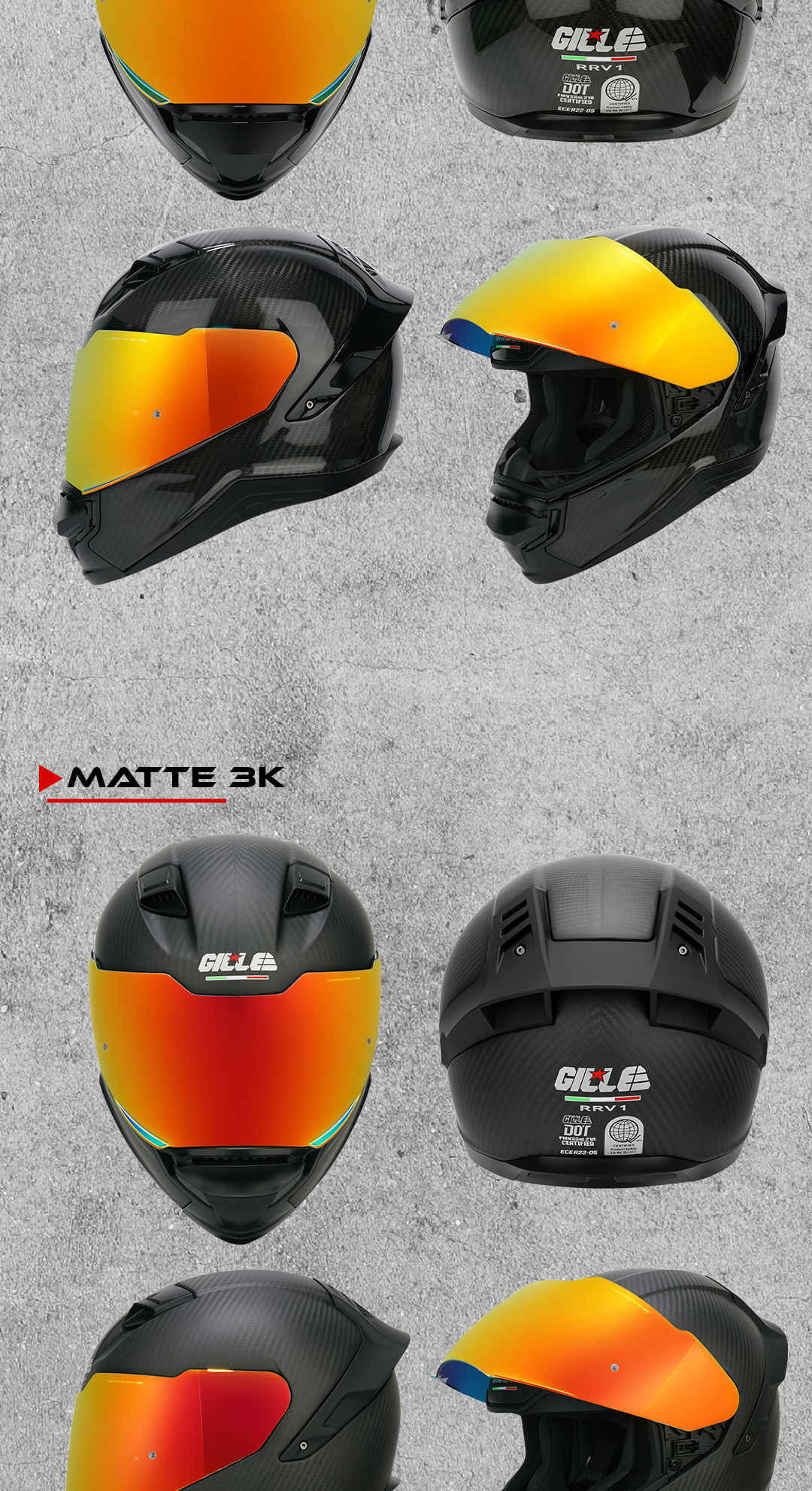 Gille Helmet 893 CARBON Motorcycle Helmet Full Face Single Visor With ...