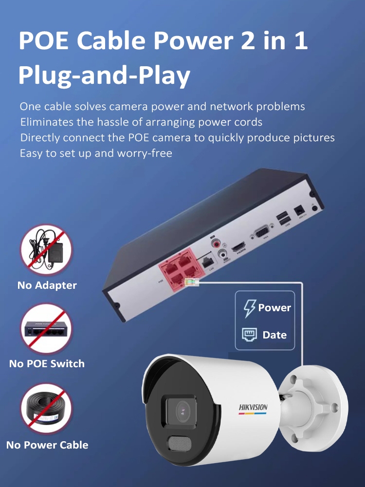 Hikvision 2MP/4MP 24H Fulll color Bullet IP Camera With audio Network ...