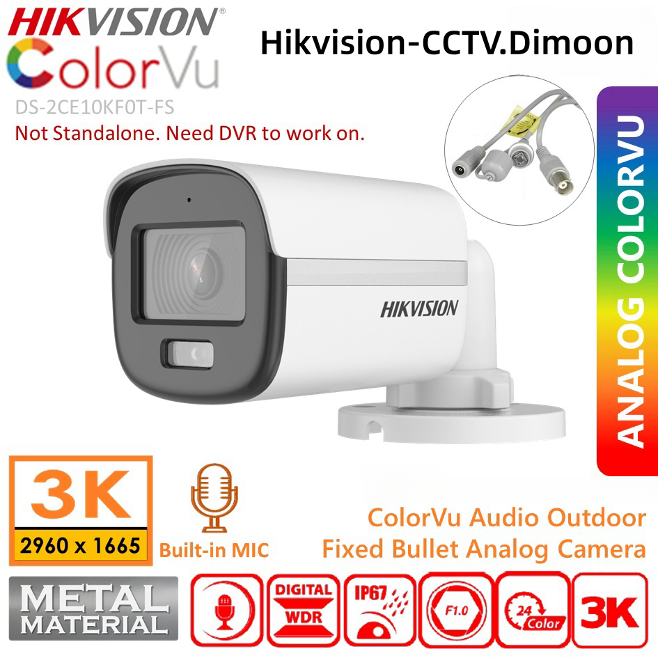 Hikvision 3K 5MP full color With Audio Bullet Camera Bullet Outdoor ...