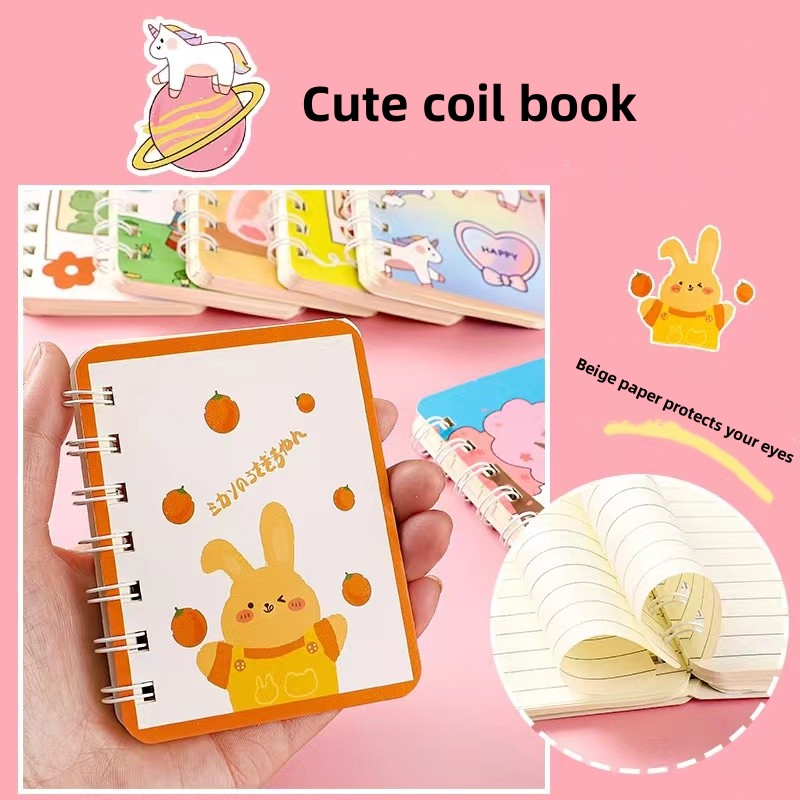 mini diary book diary A7 Cute Mini Spiral Notebook Cartoon Diary ...