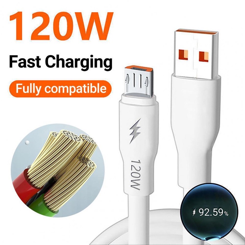 LMJ 6A 120W Android Micro USB Fast Cable Extra Thick Fast Charging Wire ...