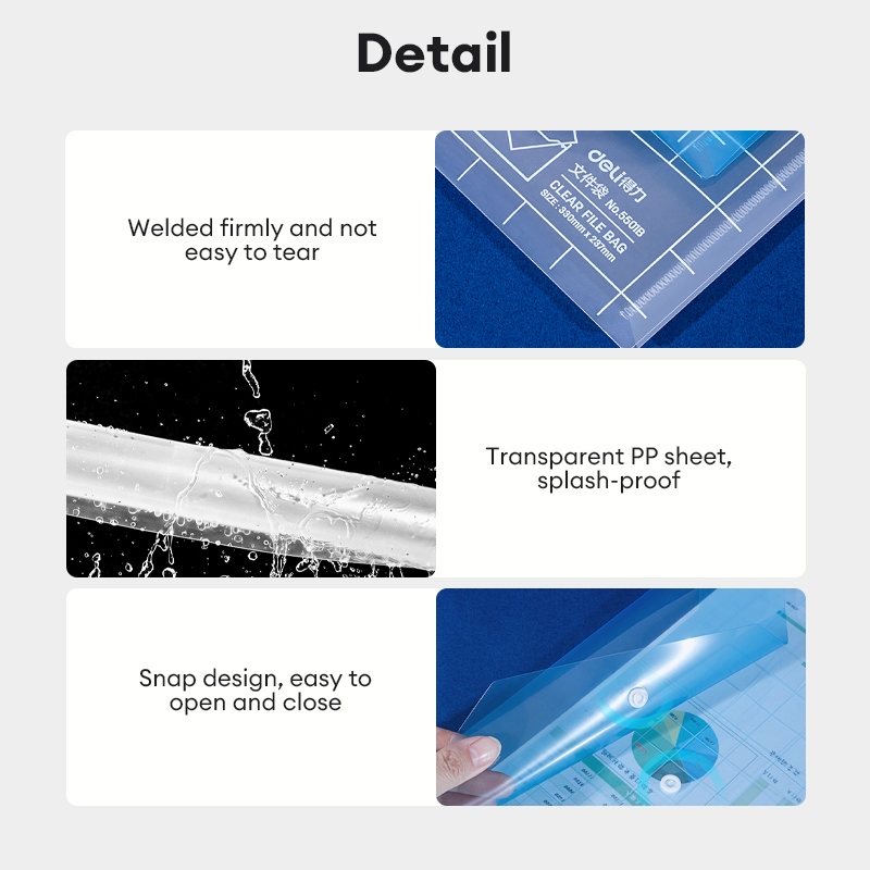 Deli Folder Plastic Folder 237*330mm File Organizer Storage Bag 5501B ...