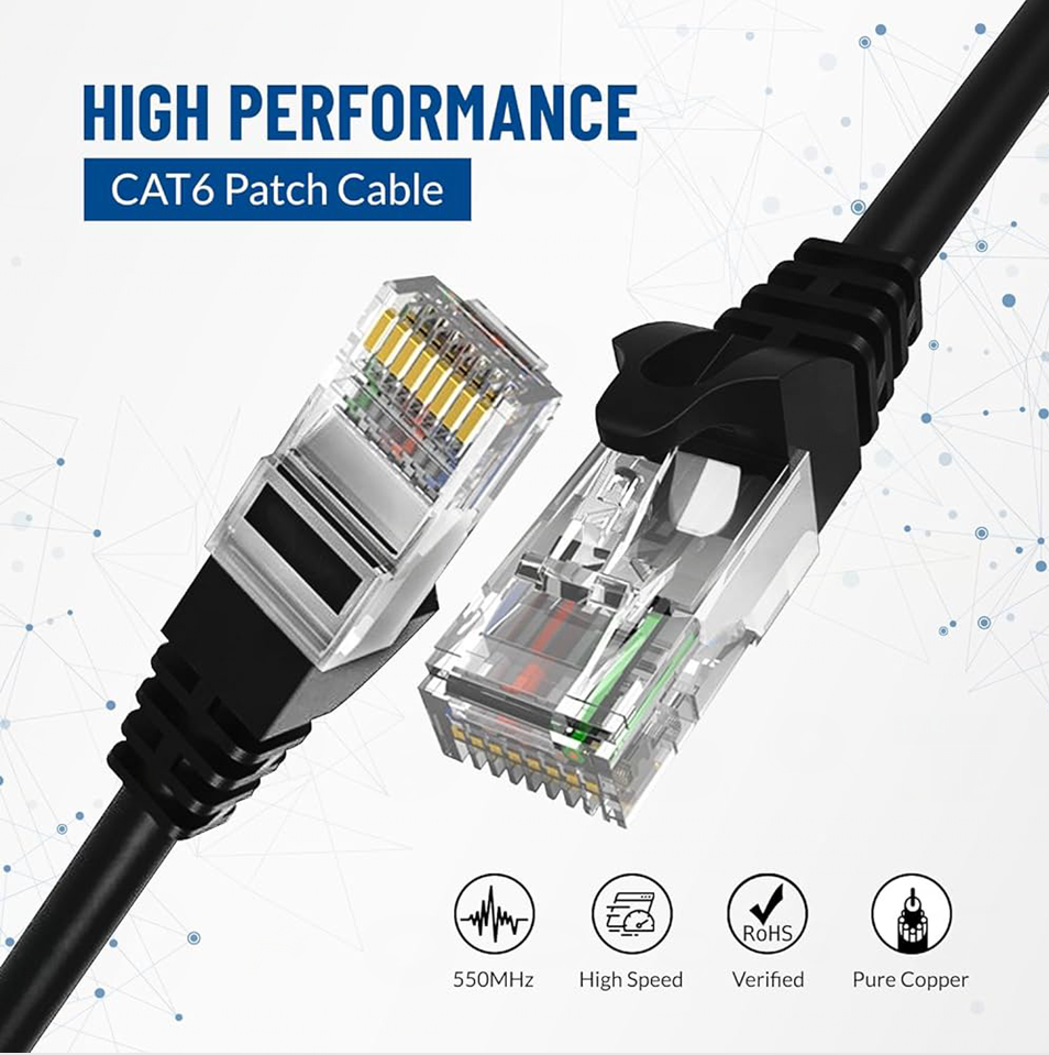 CAT6 CAT6E Lan RJ45 Internet Network Cable High Speed 1M 2M 3M 5M 10M 15M 20M 30M 40M 50M 60M ...