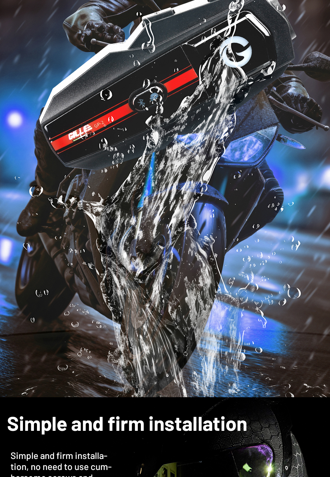 GILLE GP2 Bluetooth 5.3 2-Way Intercom For Motorcycle Helmet HIFI Sound ...