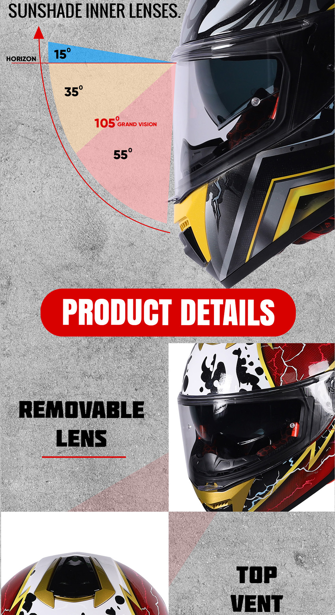 Gille 883 Falcon Red Yellow With Design Motorcycle Helmet Full Face ...