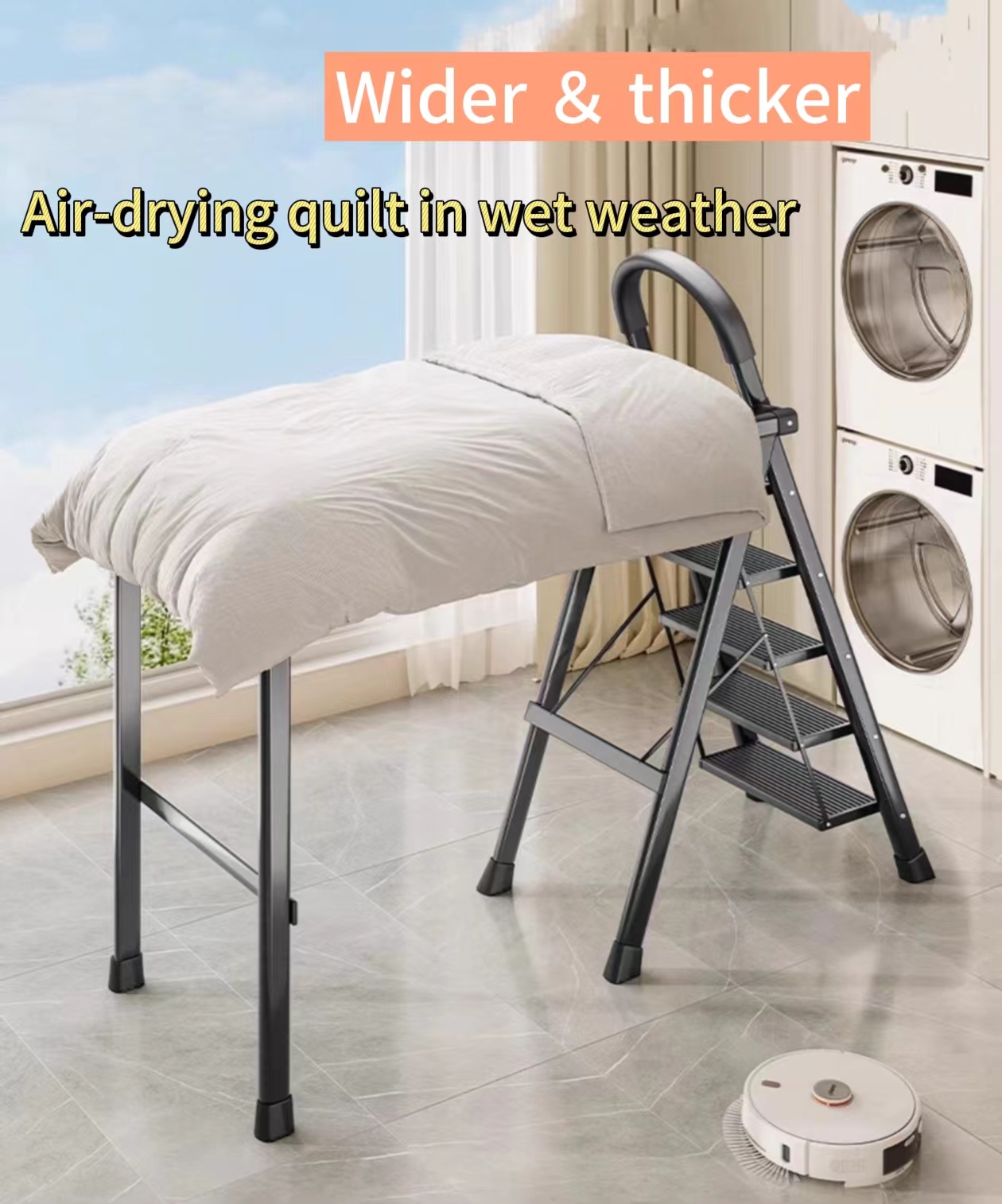 【REAIM】drying ladder 4/5Steps Ladder Foldable AluminumMulti functional ...