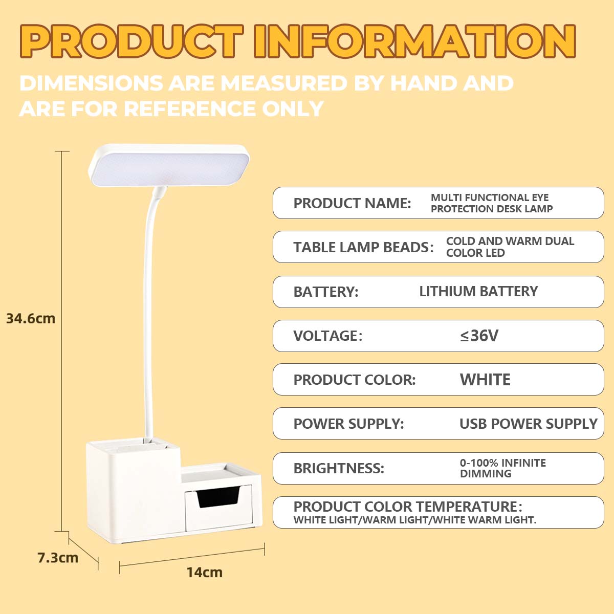 LED Rechargeable Desk Lamp Shade Dim Study Light for Bedroom Student ...