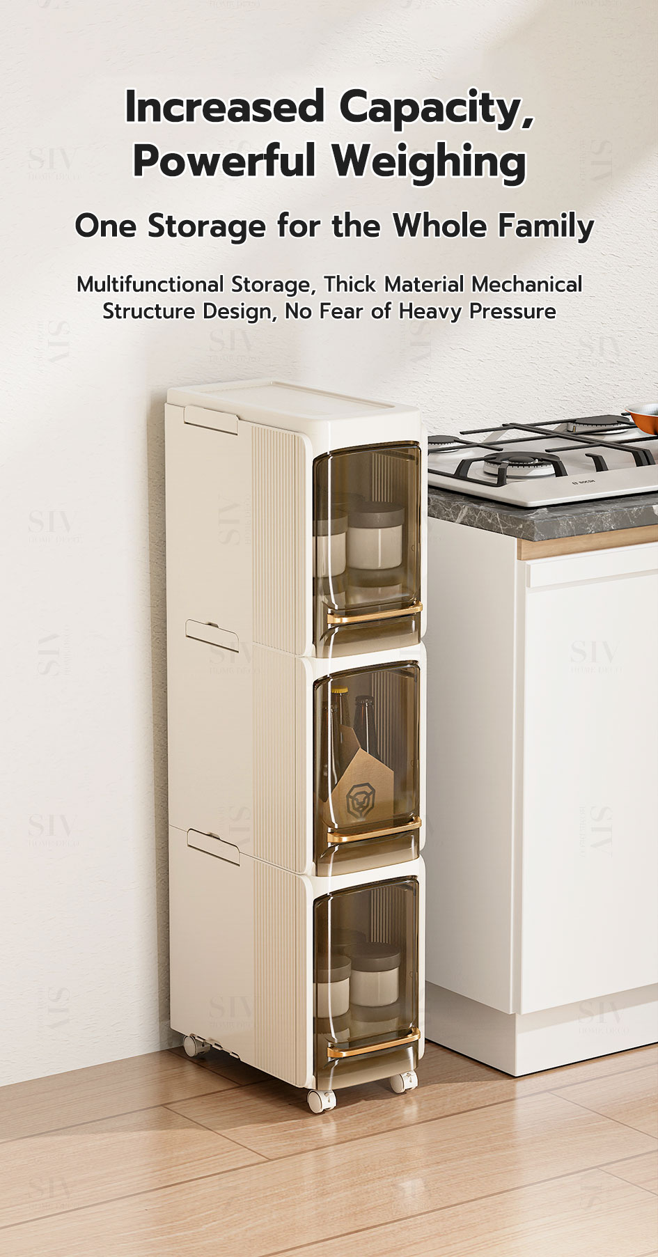 SIV 20-27cm Slim Cabinet Space Saver Cabinet Plastic Foldable Side ...