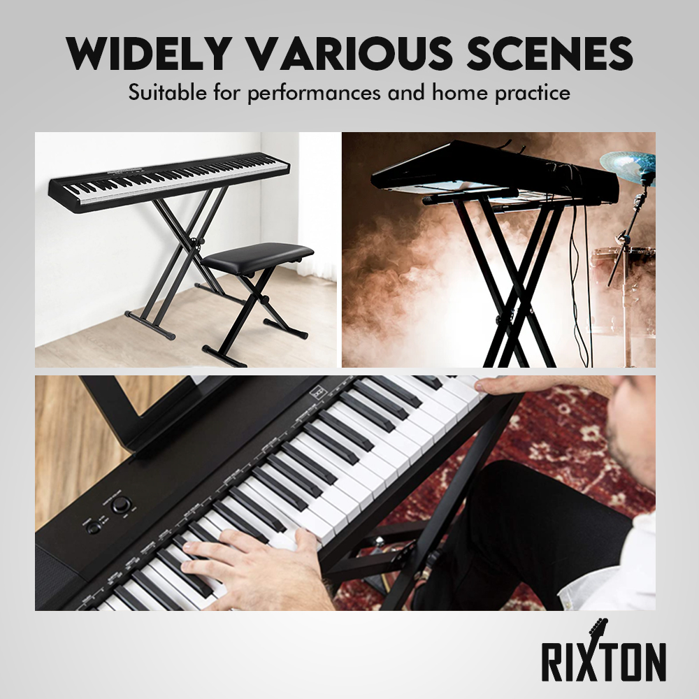 RIXTON Portable Keyboard Stand X-type Folding Piano Keyboard Rack Metal ...