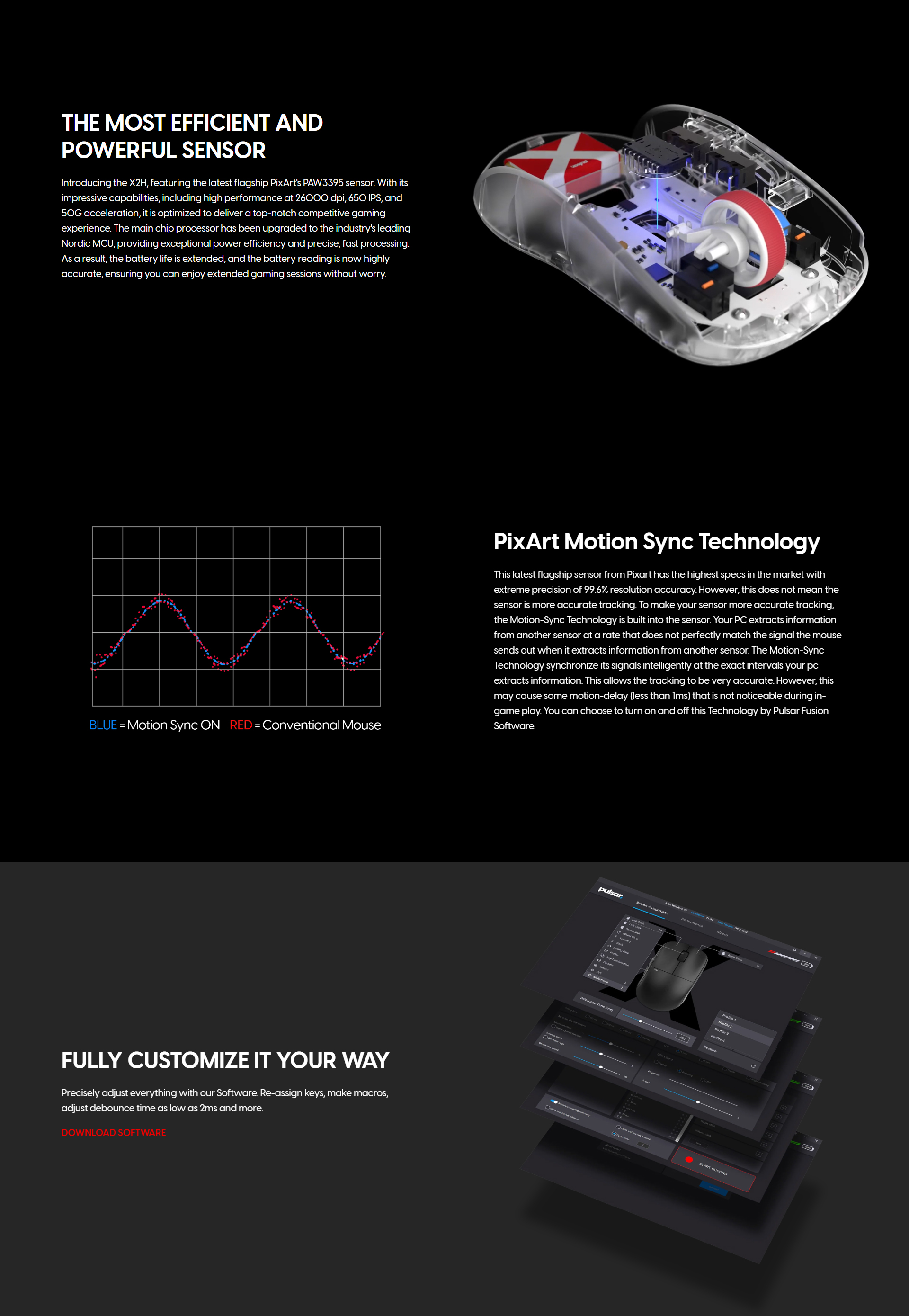 Pulsar X2H Medium Symmetrical Ultralight Wireless Gaming Mouse Super ...