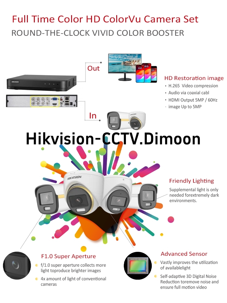 Hikvision 3K 5MP CCTV camera KIT Full color With Audio CCTV Package HD ...