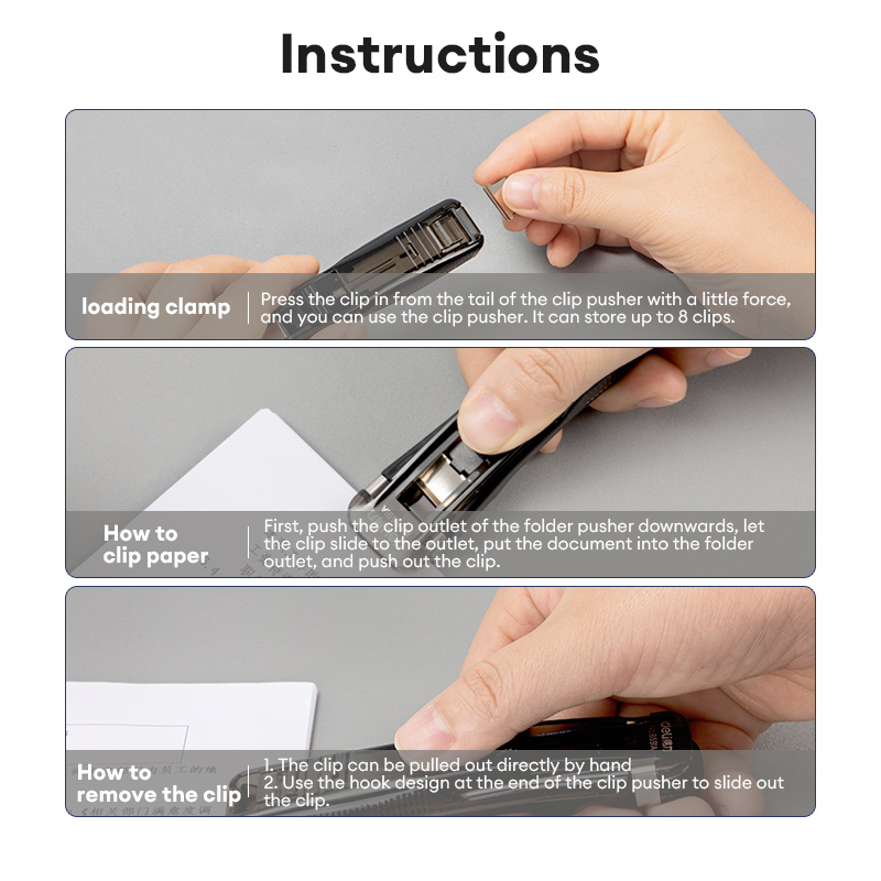 Deli Handheld Paper Push Clip Dispenser Seamless Stapler Portable 8591F ...