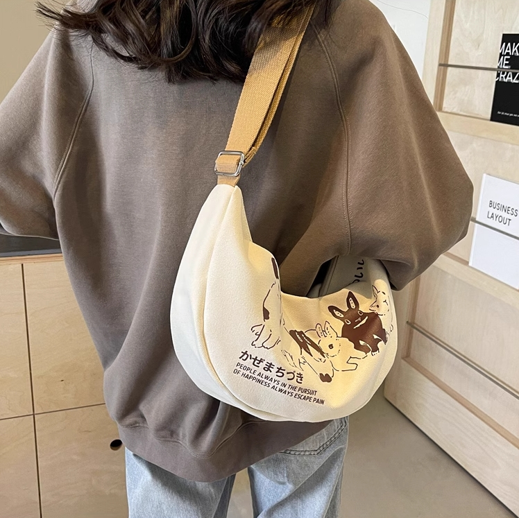 Japanese Cartoon canvas Dumpling Bag For Women large fashion cross body ...