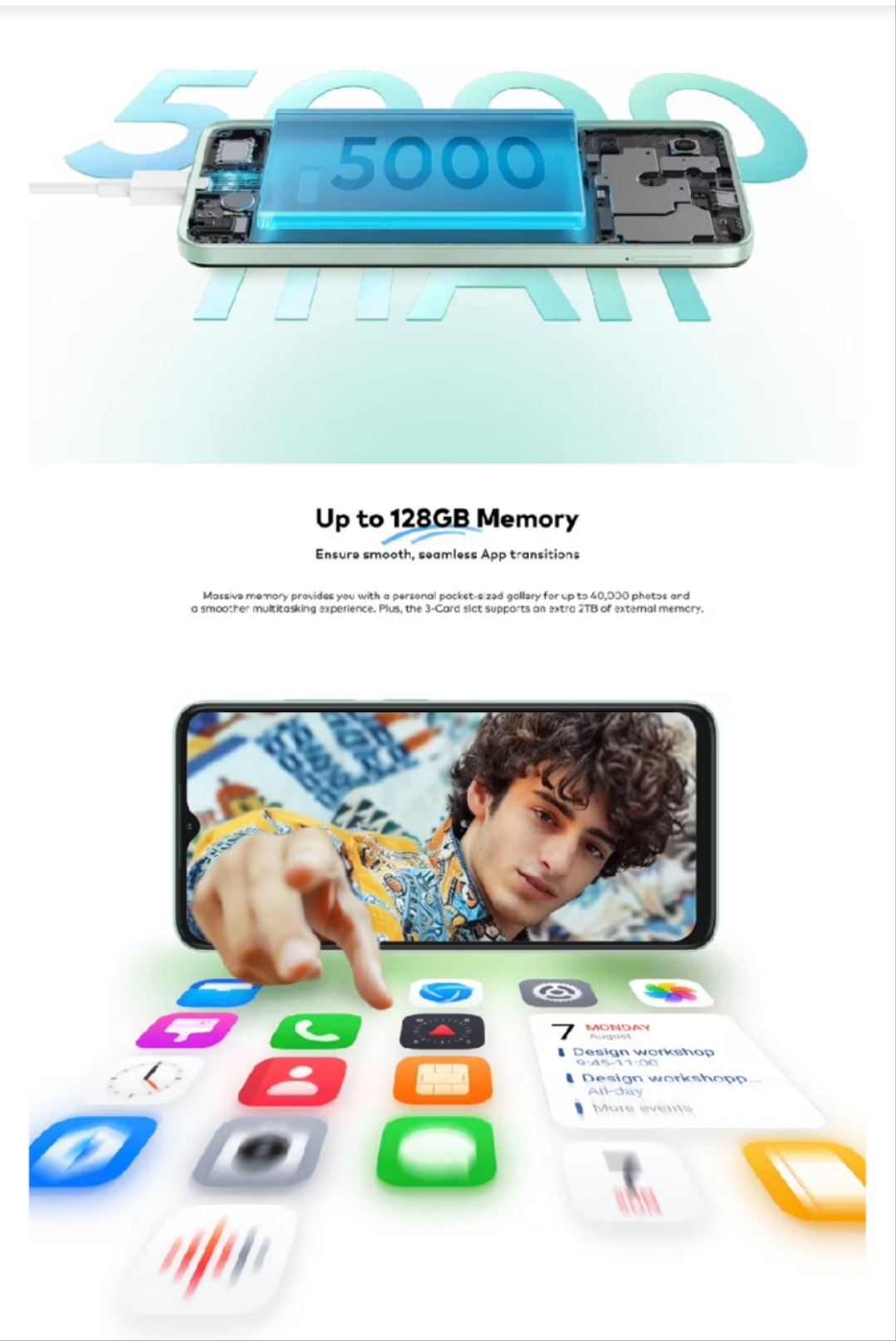 Itel A50 Smart Phone 4G | 8GB(3GB+5GB) RAM / 64GB ROM | 6.6"Big Screen ...