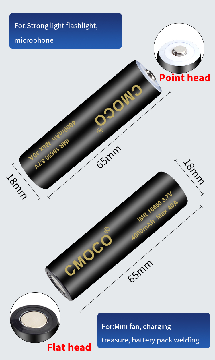 2PCS Legit CMOCO 18650 Battery 4000mah 40A 3.7v Lithium Rechargeable ...