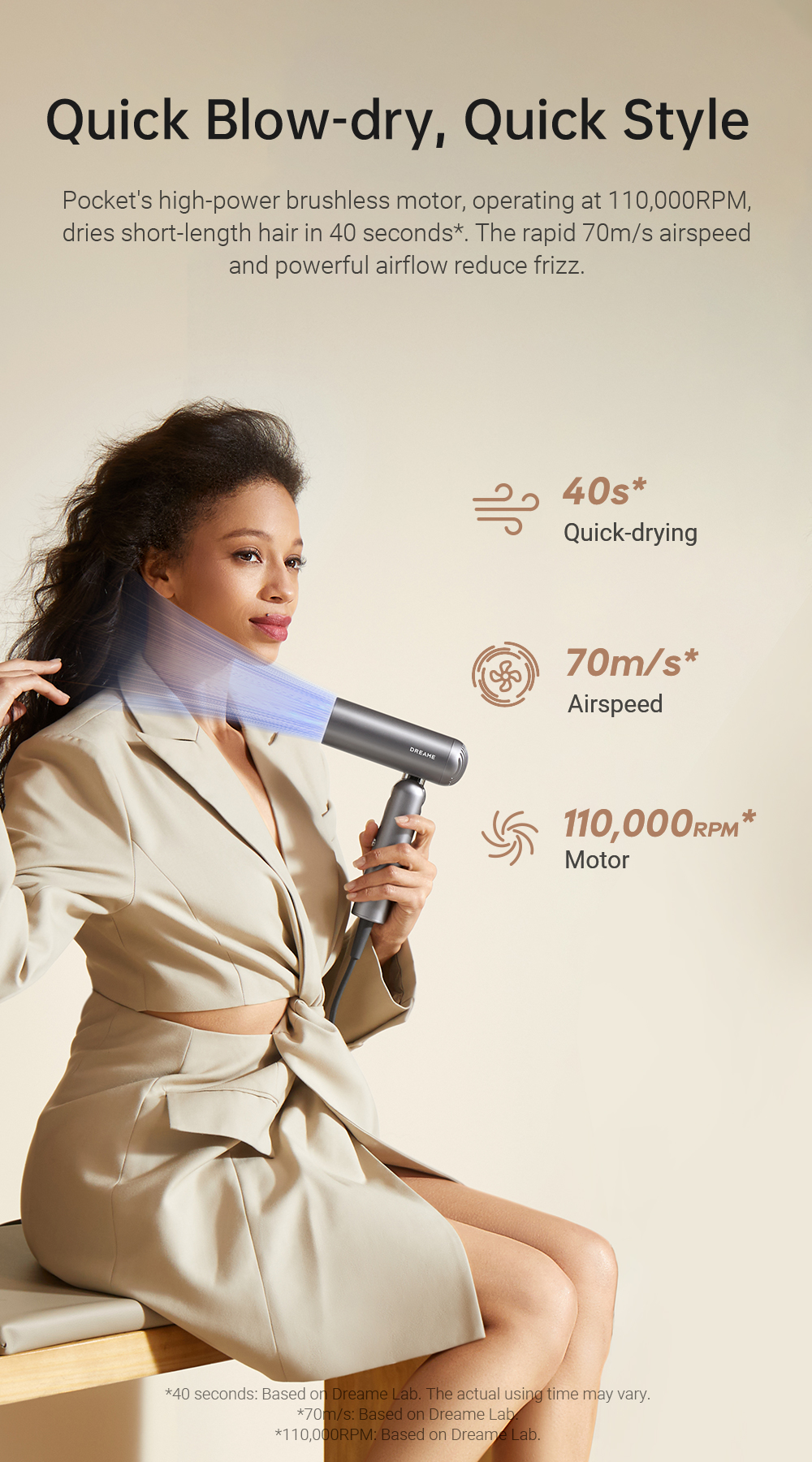 [HOT] Dreame Pocket/Pocket Uni High Speed Hair Blower Dryer Foldable 3 ...