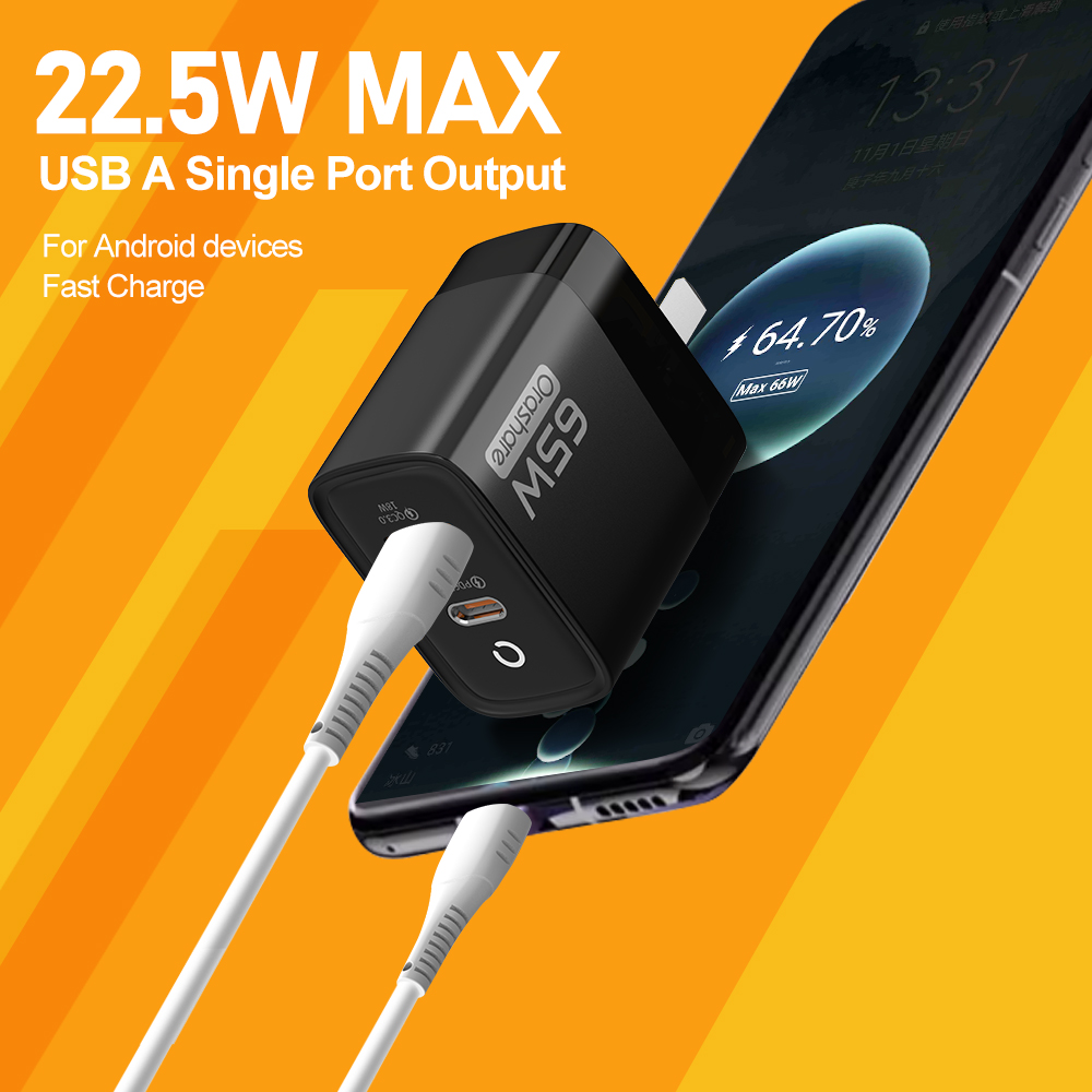 Orashare C65 PD 65W Type C Fast Charger Dual Output Quick Charge ...