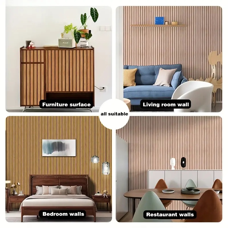 118Inch Wallpaper Wood Flute Design PVC Wood Cladding Design Waterproof ...