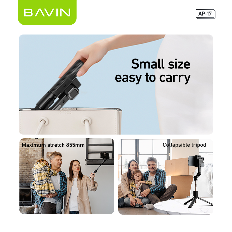 BAVIN P17 Anti-Shake Multifunction Selfie Stick 360° Rotate Stable ...