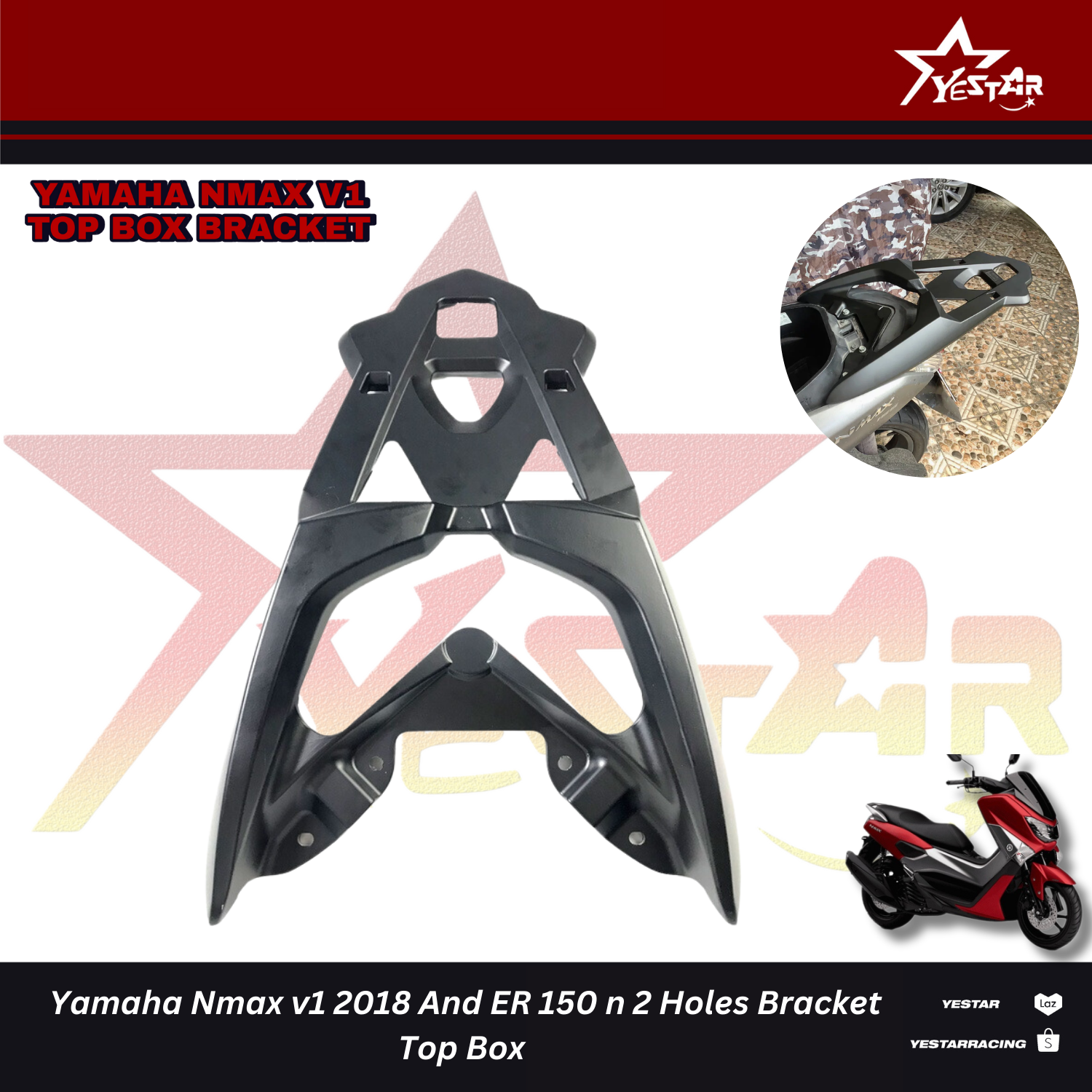 Yamaha Nmax v1 2018 And ER 150 n 2 Holes Bracket Top Box Moto Box Grab ...