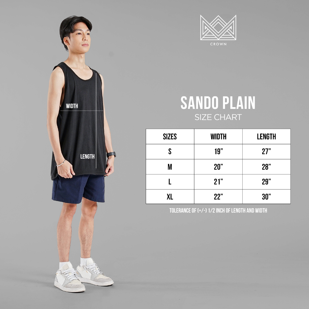 Crown Plain Sando for Men Shirt Tank Tops Sleeveless Korean Top Workout ...