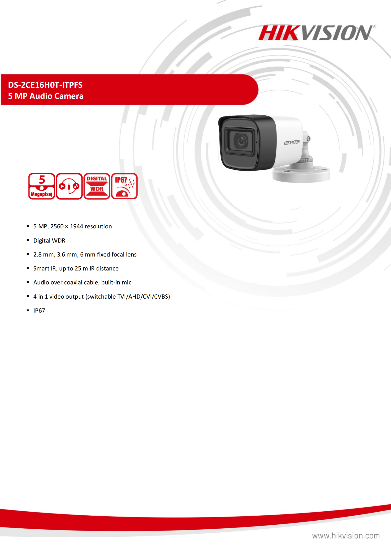 Hikvision 5MP CCTV camera KIT With Audio camear Package 4/8CH HDCVI ...