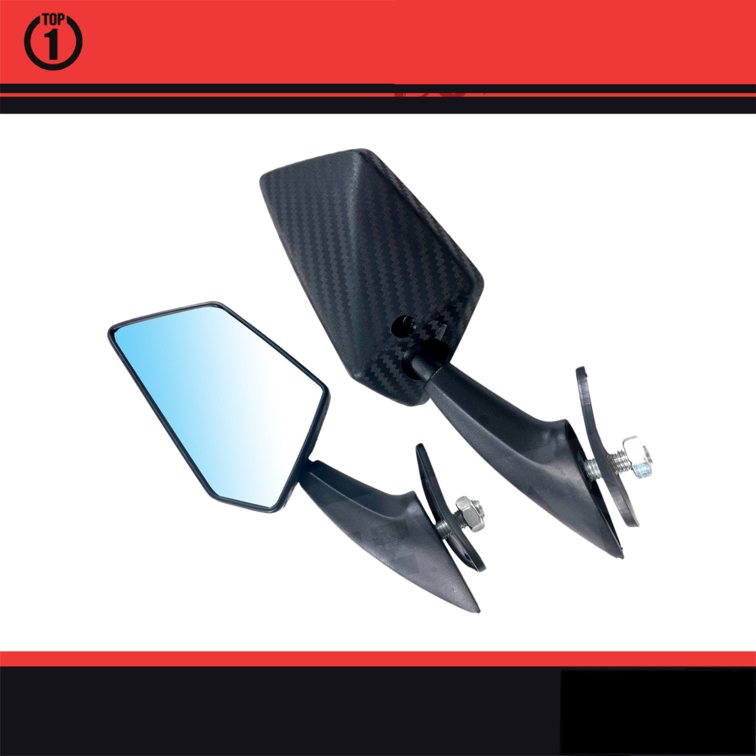Top1 Motors 1 Pair HMA Ninja Modify Side Mirror 8mm Clear Carbon Design ...