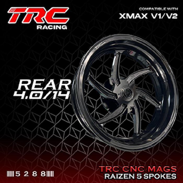 TRC CNC RAIZEN 5 SPOKES MAG WHEELS (3.5*15 F x 4.0*14 R) for XMAX 300 ...