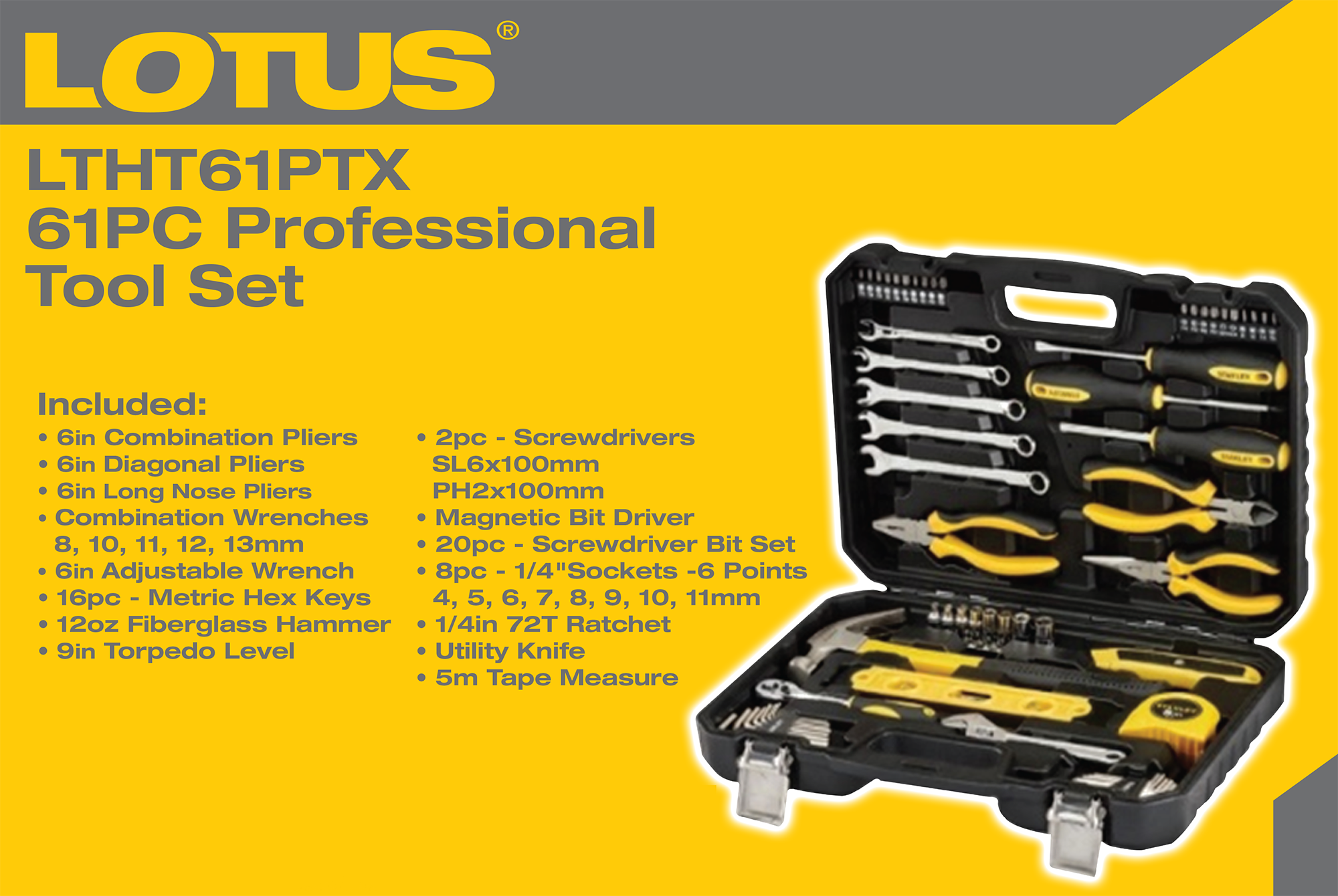 Lotus Pro Tool Set 61PC LTHT61PTX - Hand Tools | Shopee Philippines