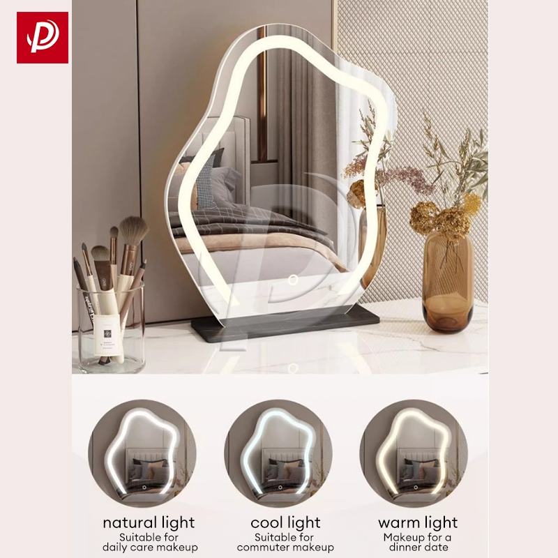 HD Thickened Glass Mirror with Base Bedroom Dressing Mirror Princess ...