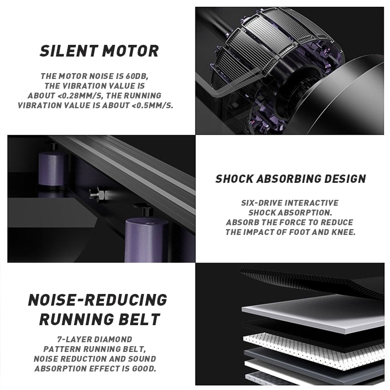 Motorized Treadmill A6 3.5HP Silver Frame Black with Elevator and ...