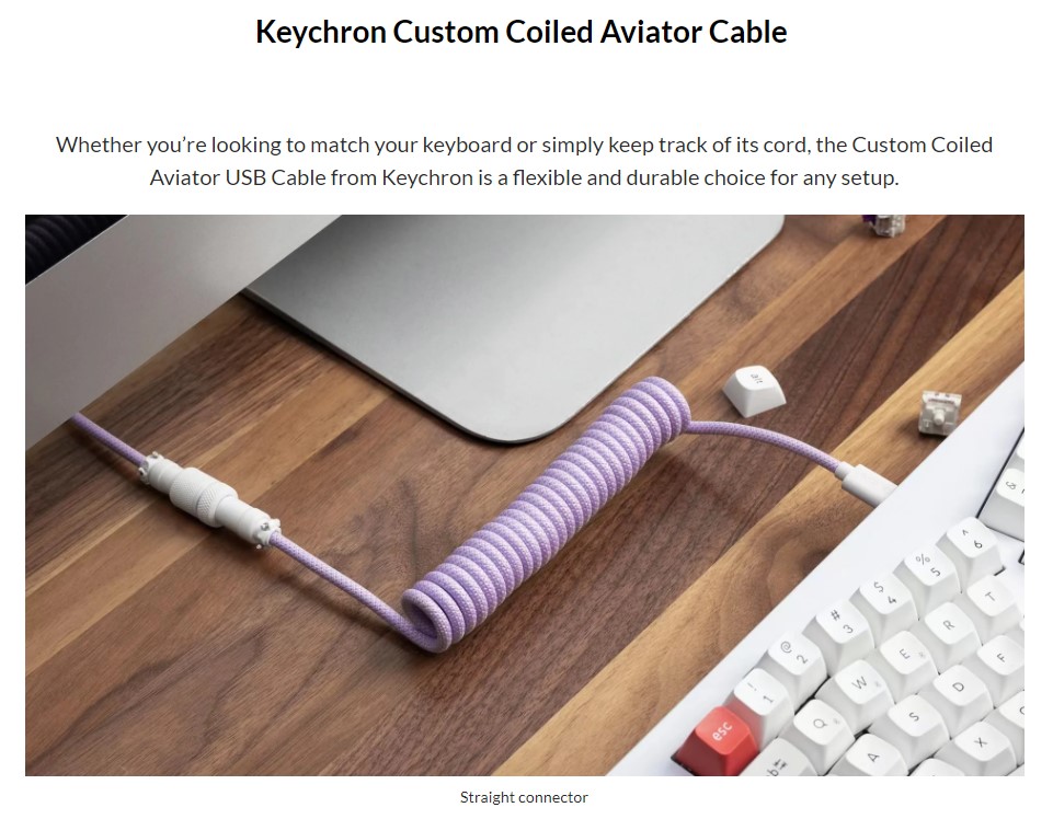 Keychron Custom Coiled Aviator Cable for Keyboard, Straight Connector ...