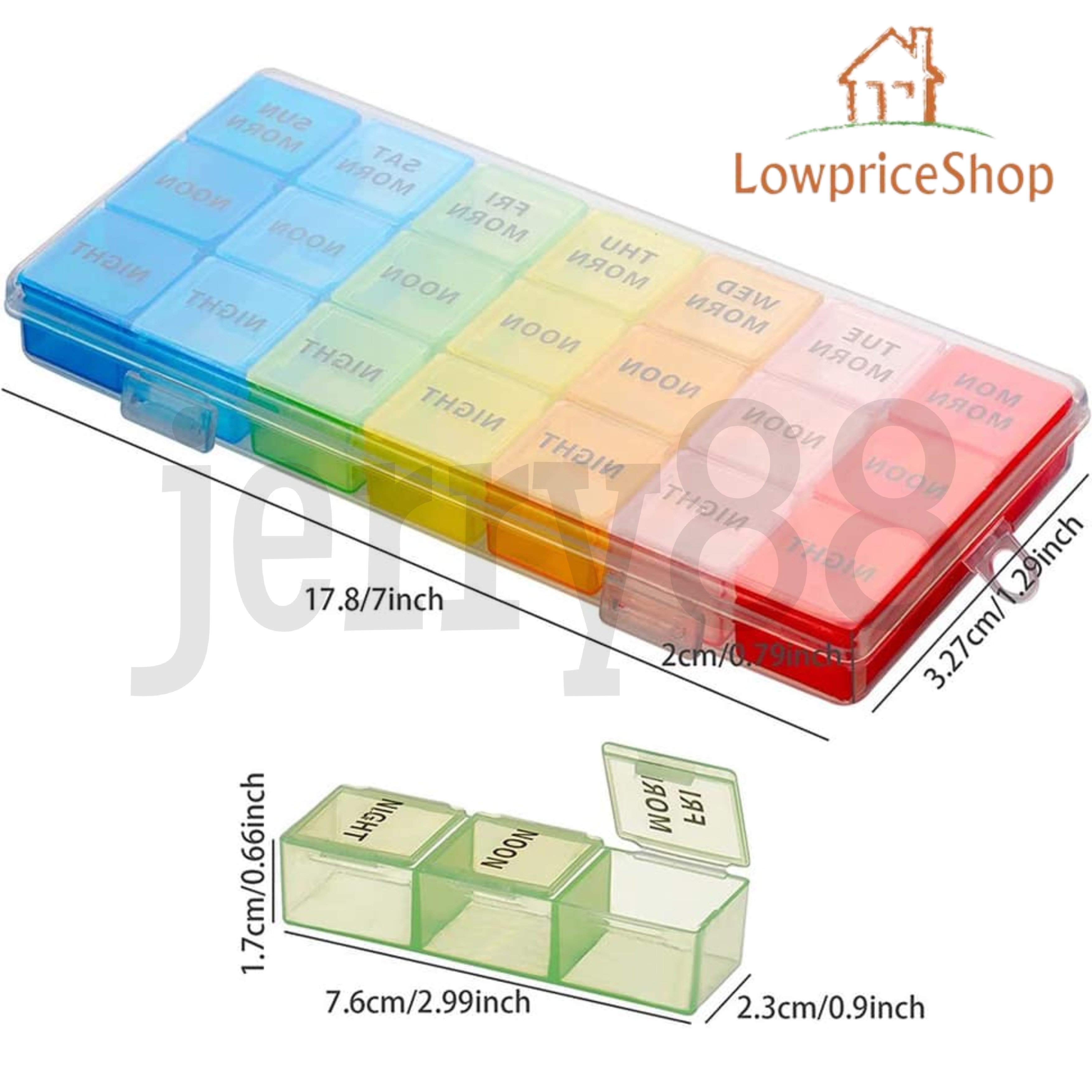 JERRY88 Medication Storage Box Weekly Mini Medication Organizer 7 Day ...