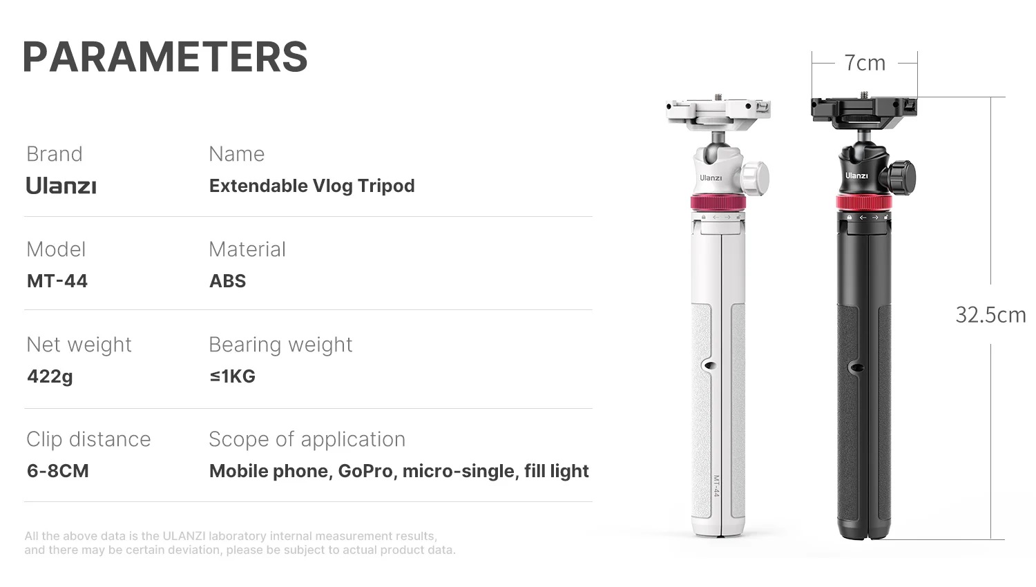 Ulanzi MT-44 3-Section Extendable Folding Vlog Tripod, Camera Phone ...