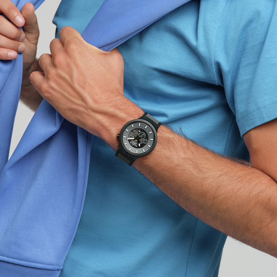 Swatch Big Bold Past The Horizon SB05B113 Black Silicone Strap Watch ...