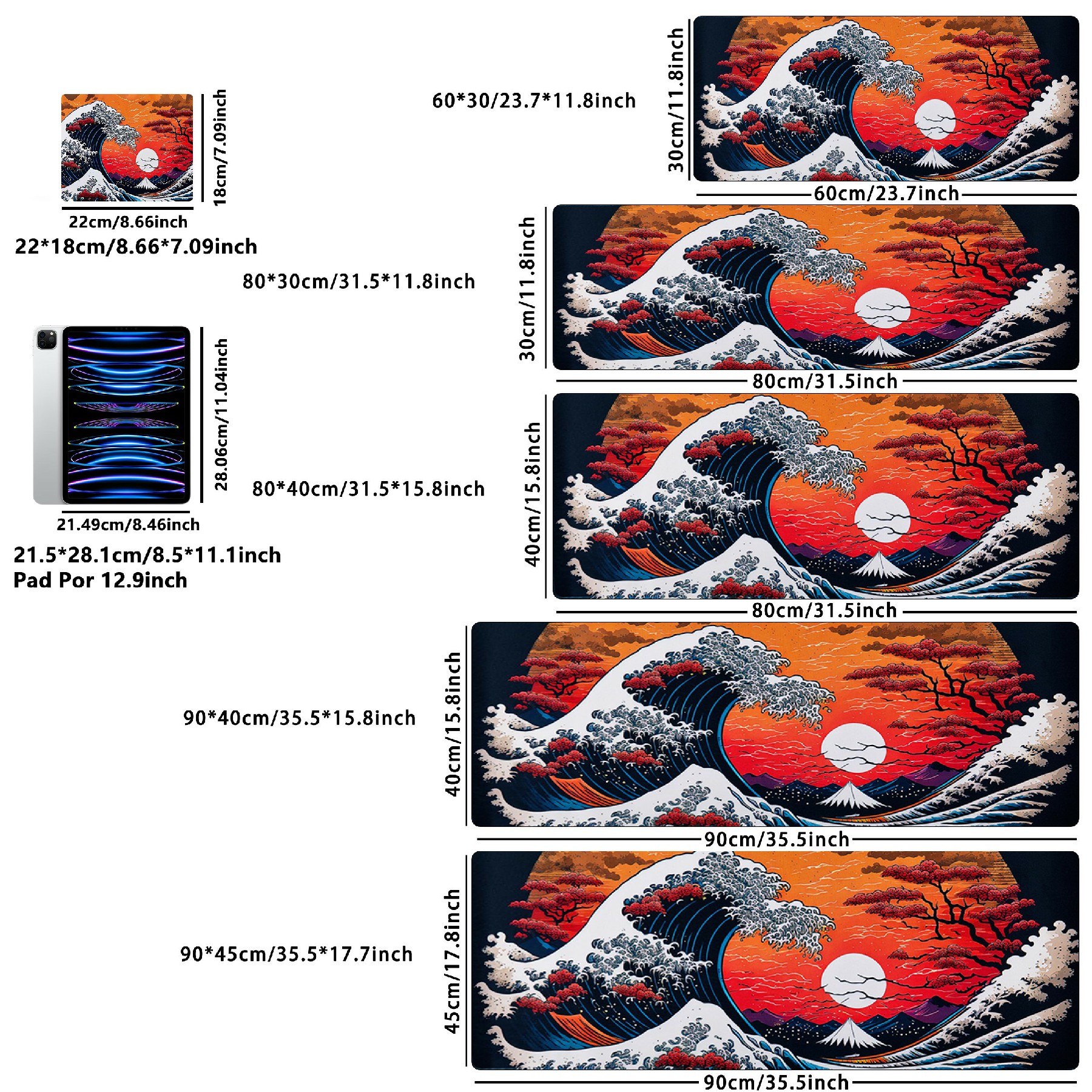 Zeus Large Mouse Pad Office Gaming Table Mat Non-Slip Base Washable ...