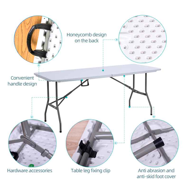 Folding Table 1.8M Foldable Table Portable Outdoor Folding Table Dining ...
