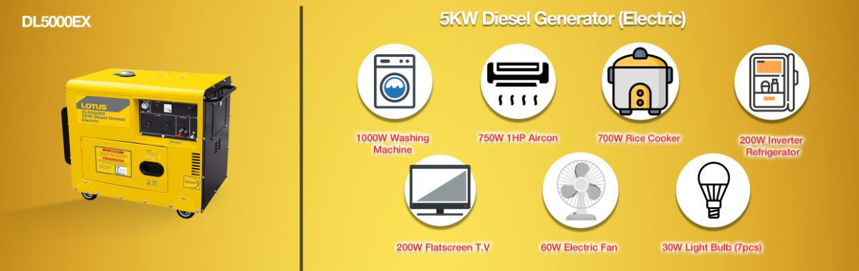 Lotus 5KW Diesel Generator (Electric) DL5000EX | Shopee Philippines