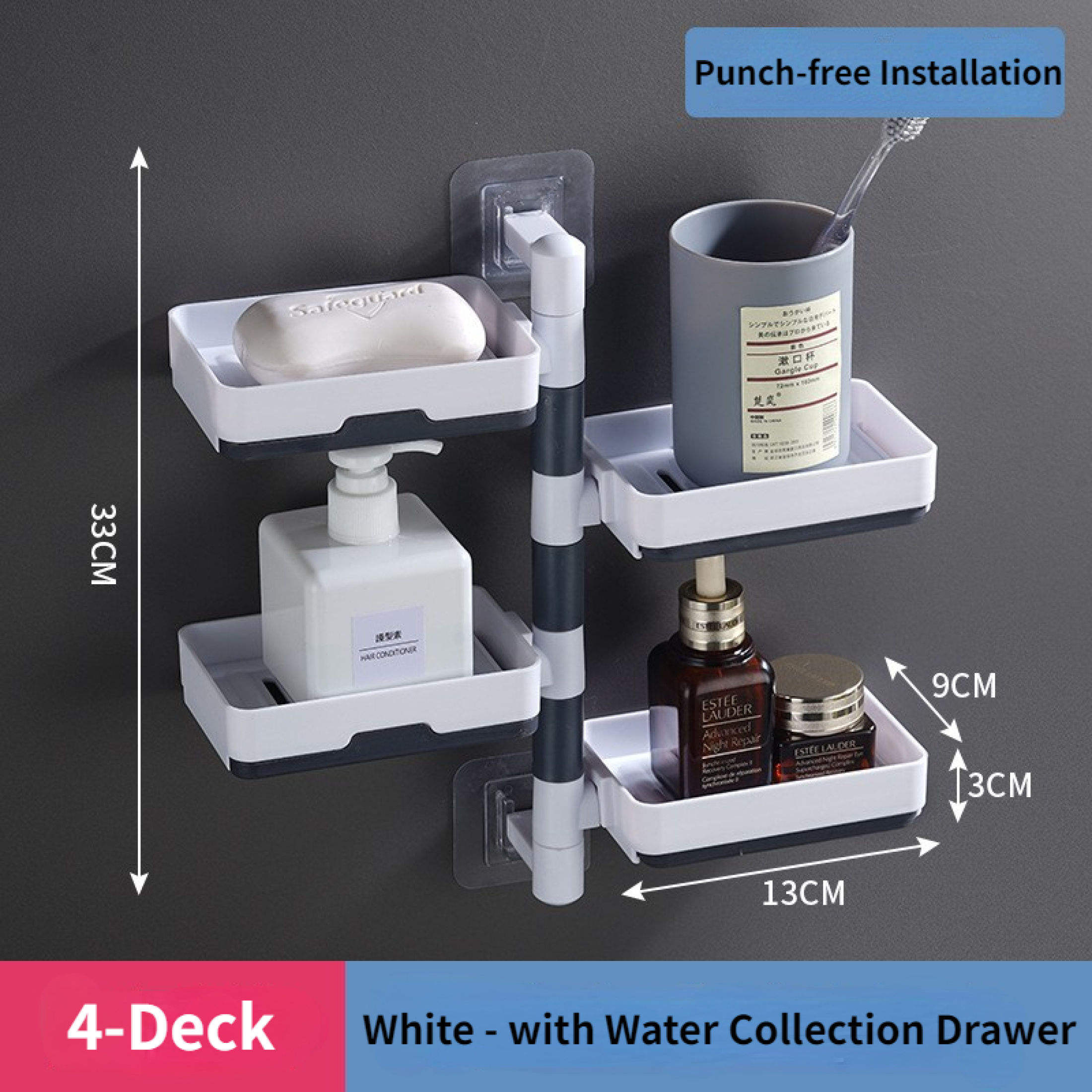 Non drilling soap rack wall mounted multi-layer soap box storage rack ...