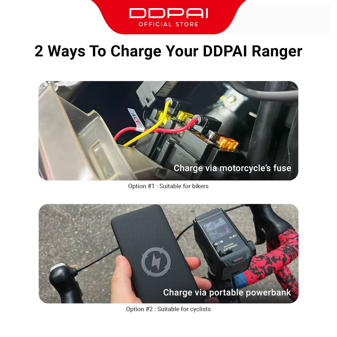 DDPAI RANGER/RANGER M1 Motorcycle DashCam Hardwire Kit Charging Base ...