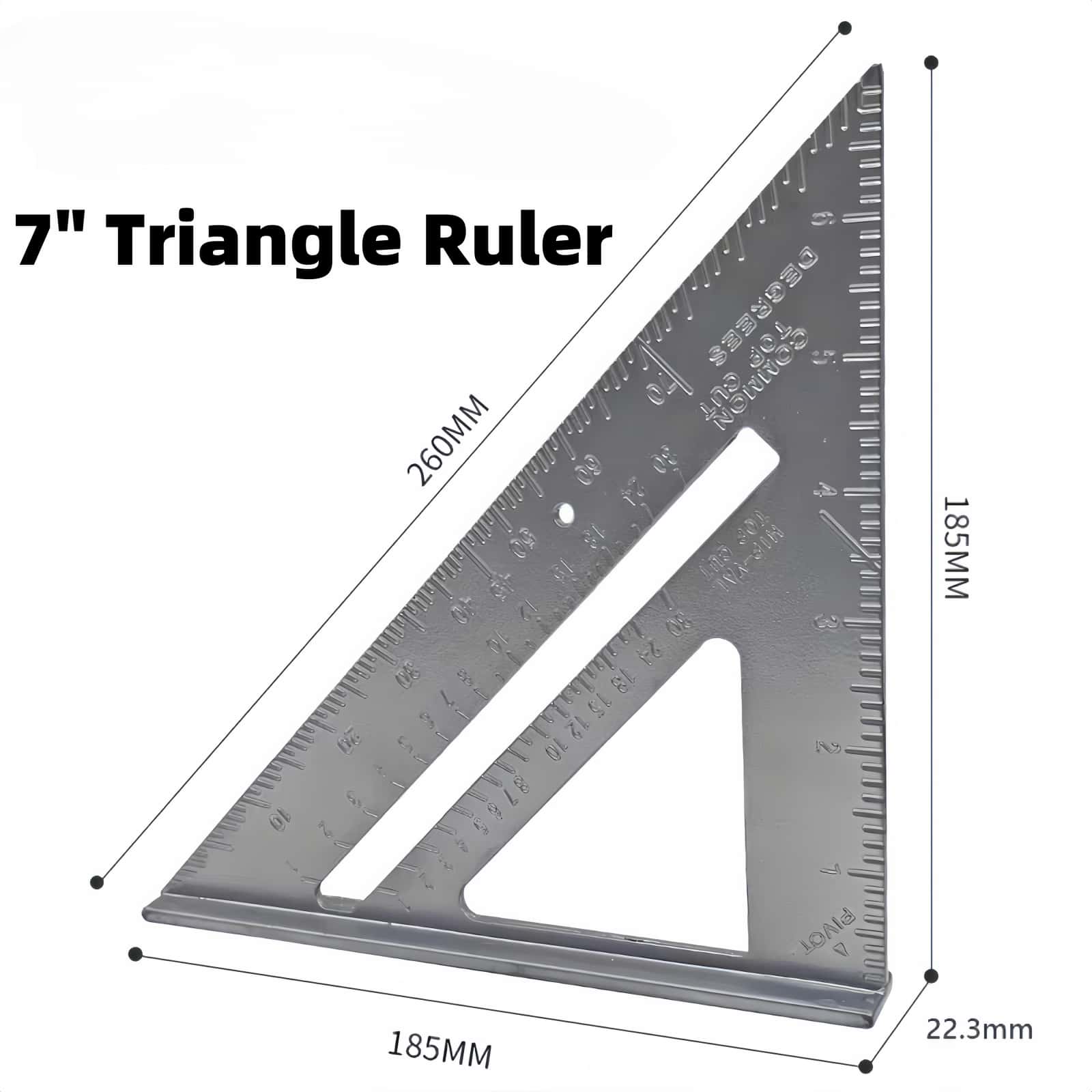 7 Inch & 12inch Aluminium Alloy Right Angle Triangle Carpentry Ruler ...