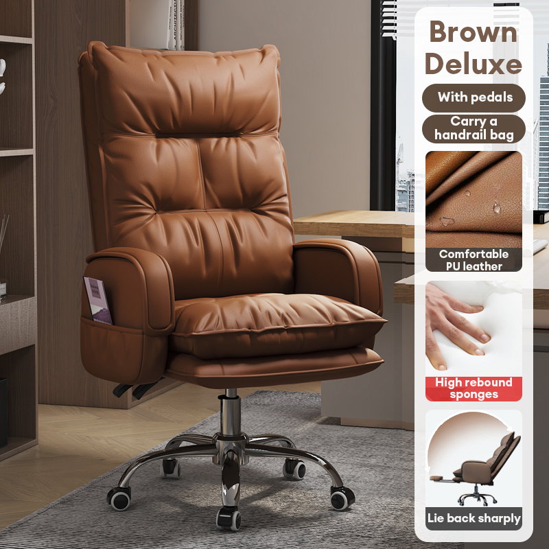 Leather Office Chair Computer Chair Adjustable Comfort Reclining Chair ...