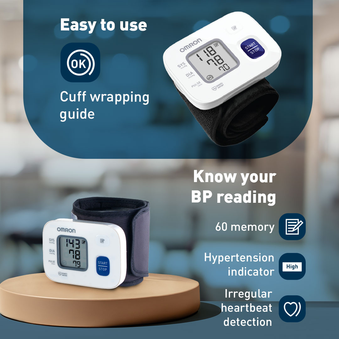 Omron HEM-6161 Automatic Wrist Type Blood Pressure Monitor BP BPM ...