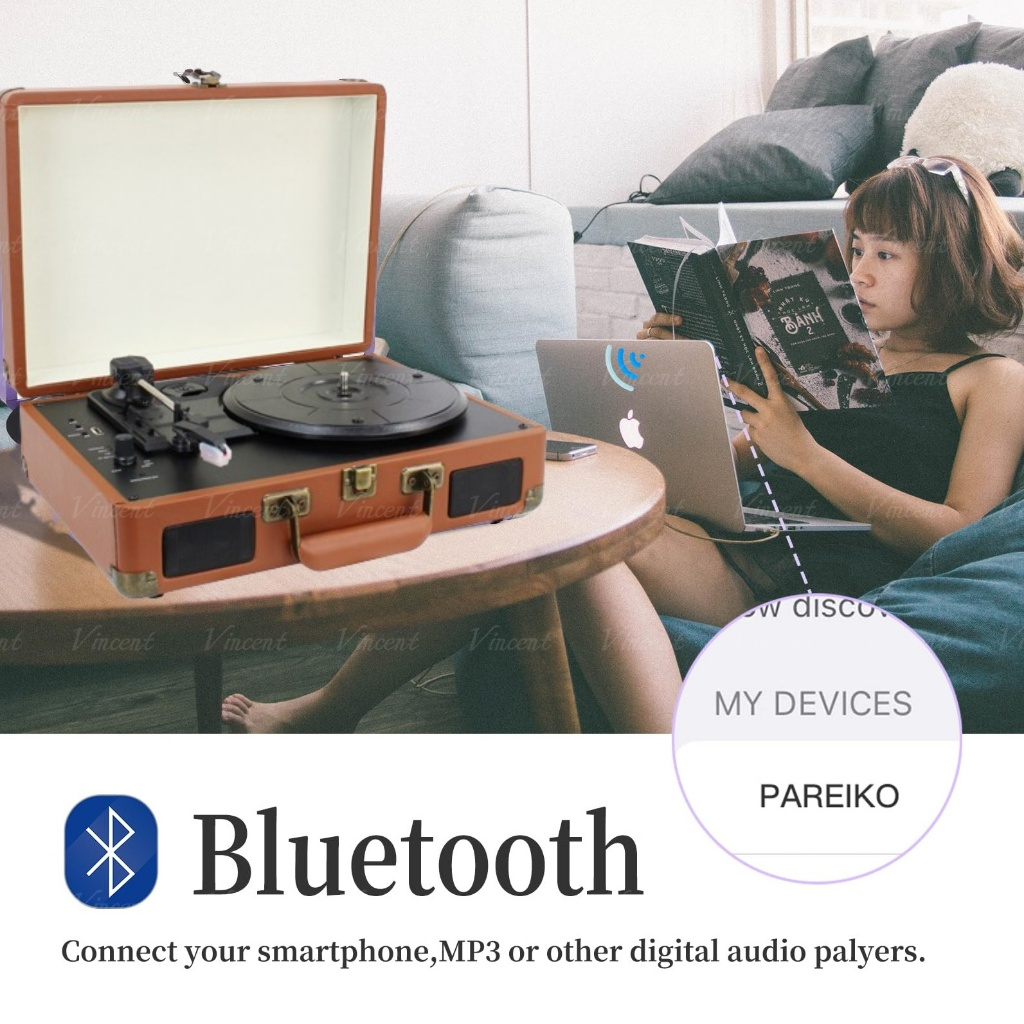 Portable Vinyl Player Turntable Music Player with Speaker and Bluetooth ...