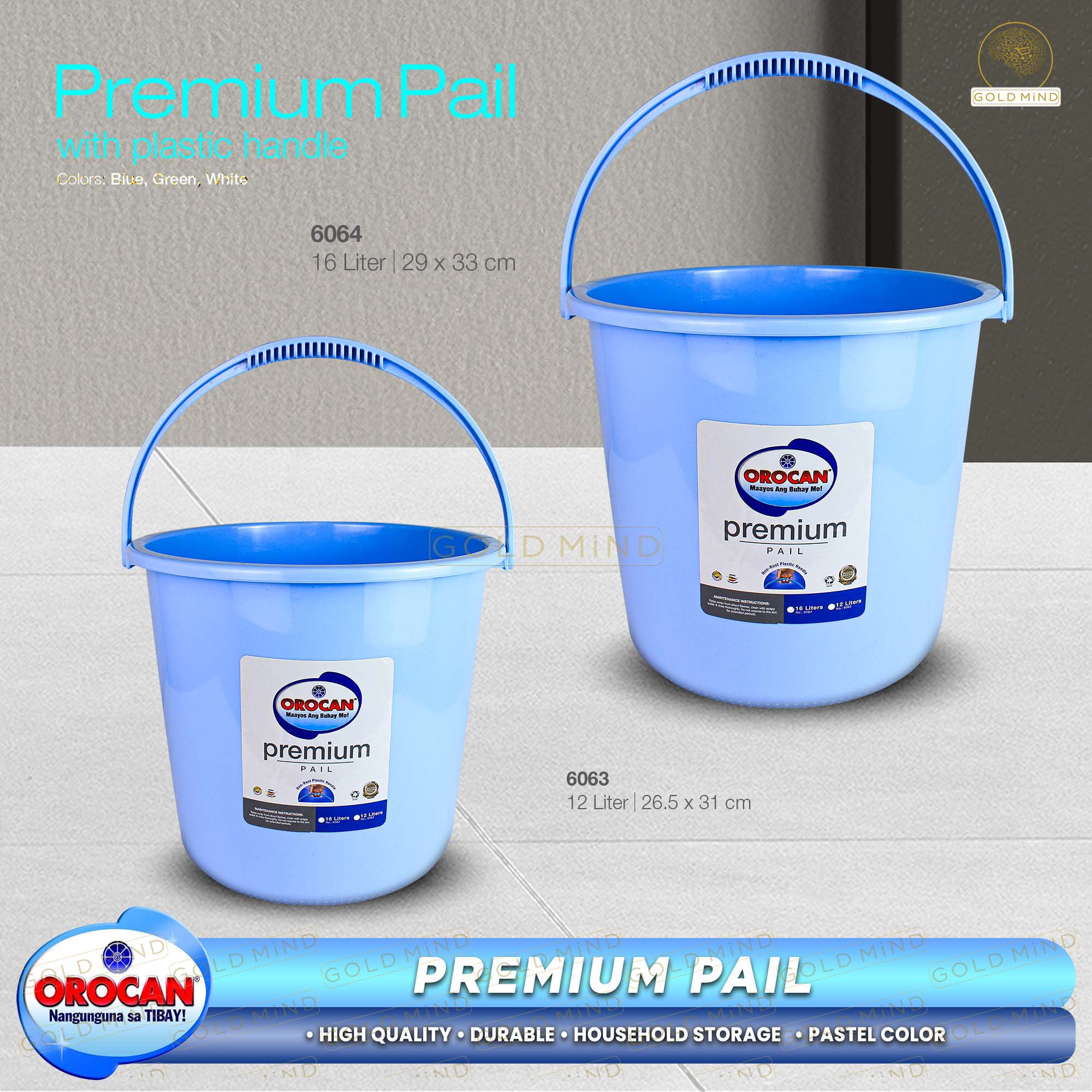 Orocan Premium Pail 12 Liters (Blue, Green and White) | Shopee Philippines