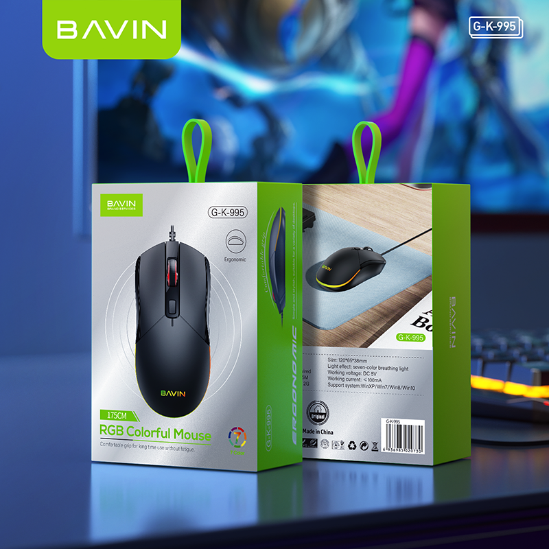 BAVIN K995 Ergonomic Wired Gaming Mouse w/ RGB Multifunction Keys ...